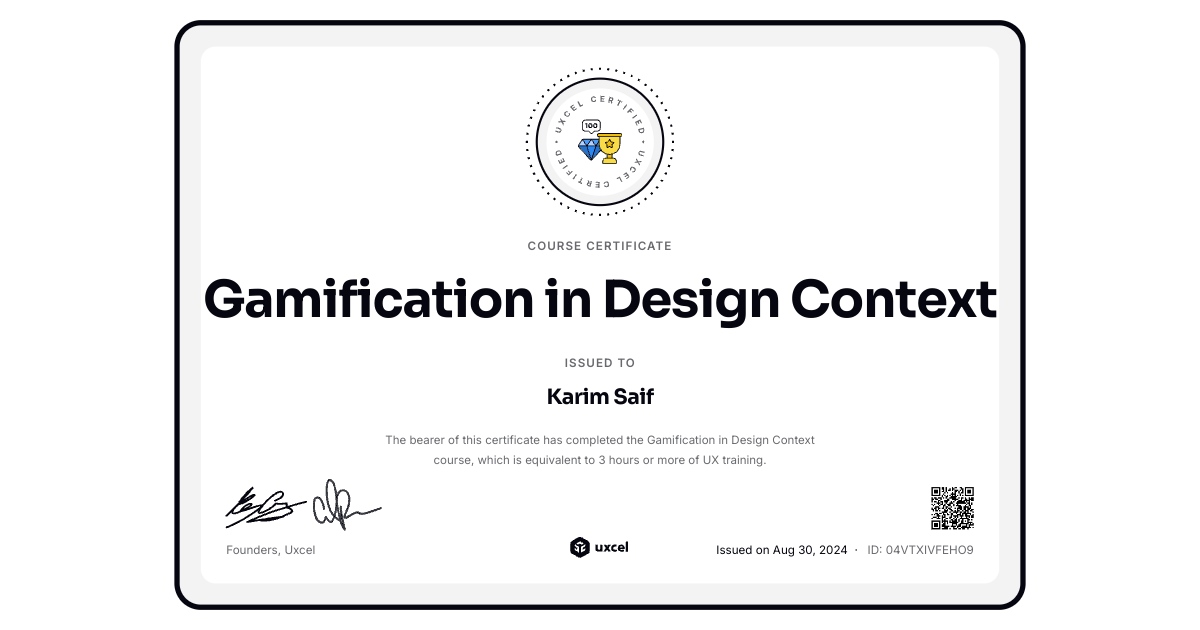 Certificate of completion for Psychology Behind Gamified Experiences ...